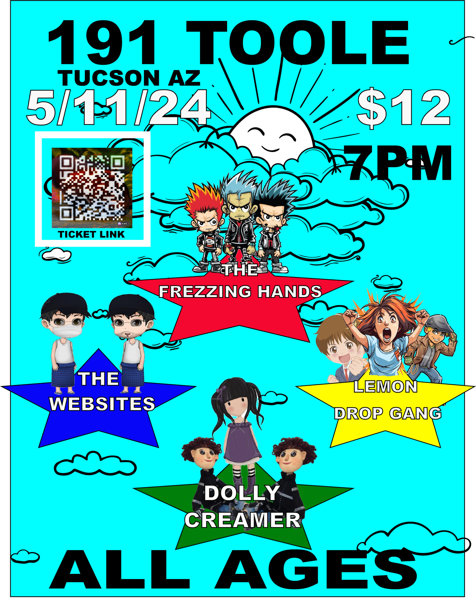 The Freezing Hands & Dolly Creamer @ 191 Toole w/ The Websites, Lemon ...