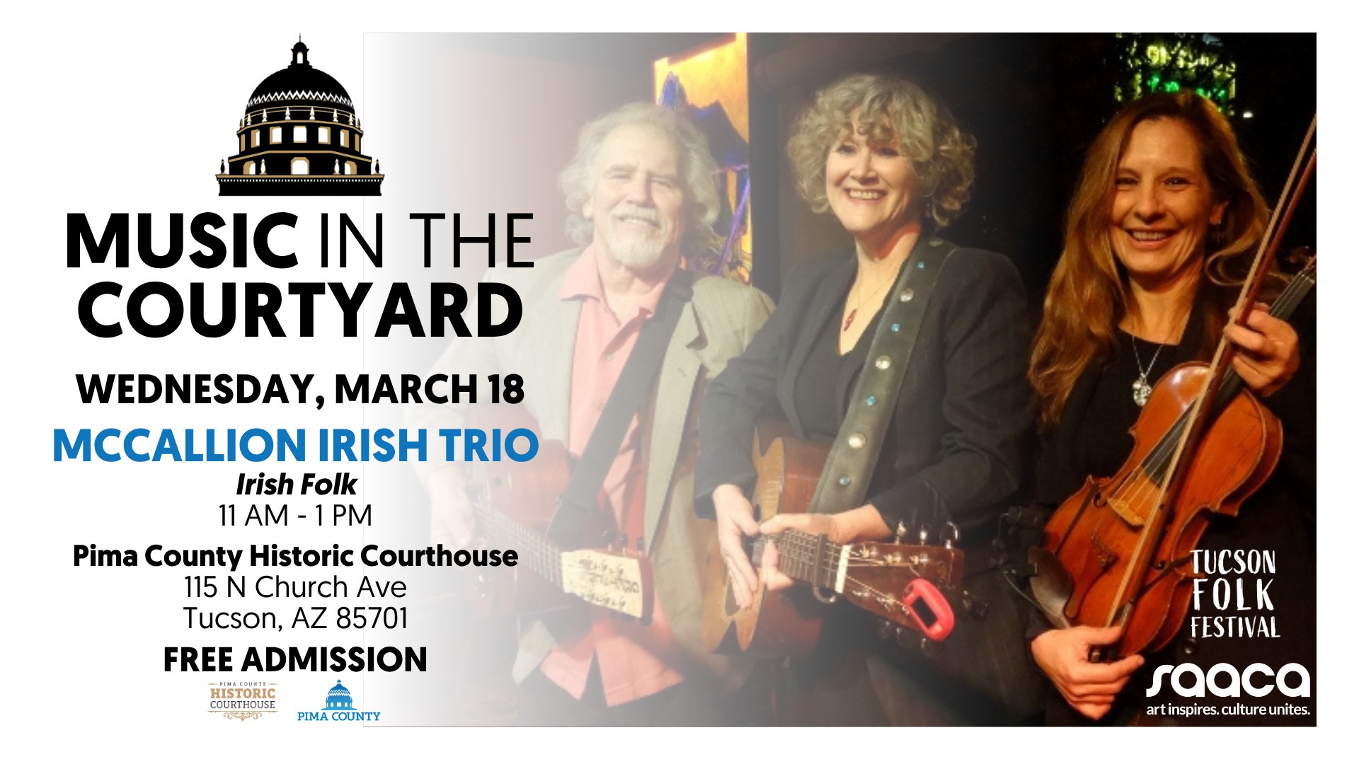 Music in the Courtyard: McCallion Irish Trio / KXCI